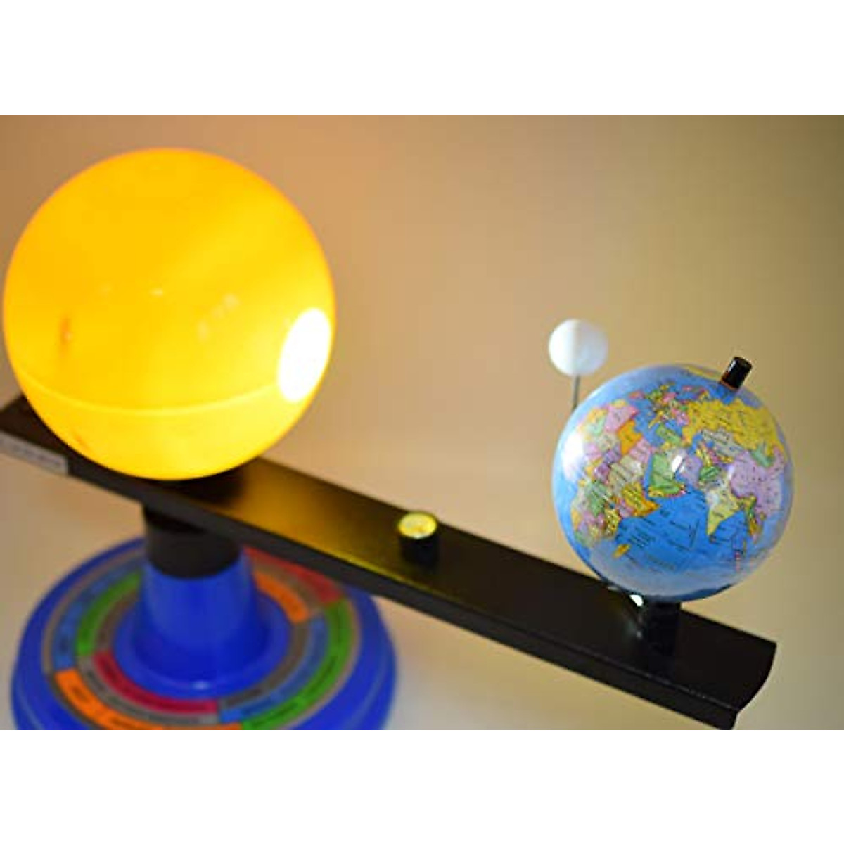 Illuminated Sun, Earth & Moon Orbital Model, 12.25" H x 16.25" W - 12V Light Bulb Demonstrates Sunlight on Earth & Moon - Solar Eclipse Demonstration - Includes Experiment Guide - Eisco Labs
