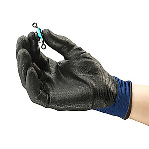 Ansell 11816060 HyFlex Light Duty Multi-Purpose Industrial Glove, Foam Nitrile Coating, 18 Gauge, Knitwrist, Black/Blue, Size 6 (Pack of 144)