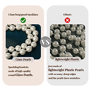 Cizoe 1920s Pearls Necklace Fashion Faux Pearls Gatsby Accessories Vintage Costume Jewelry Cream Long Necklace for Women(1A-white-1)