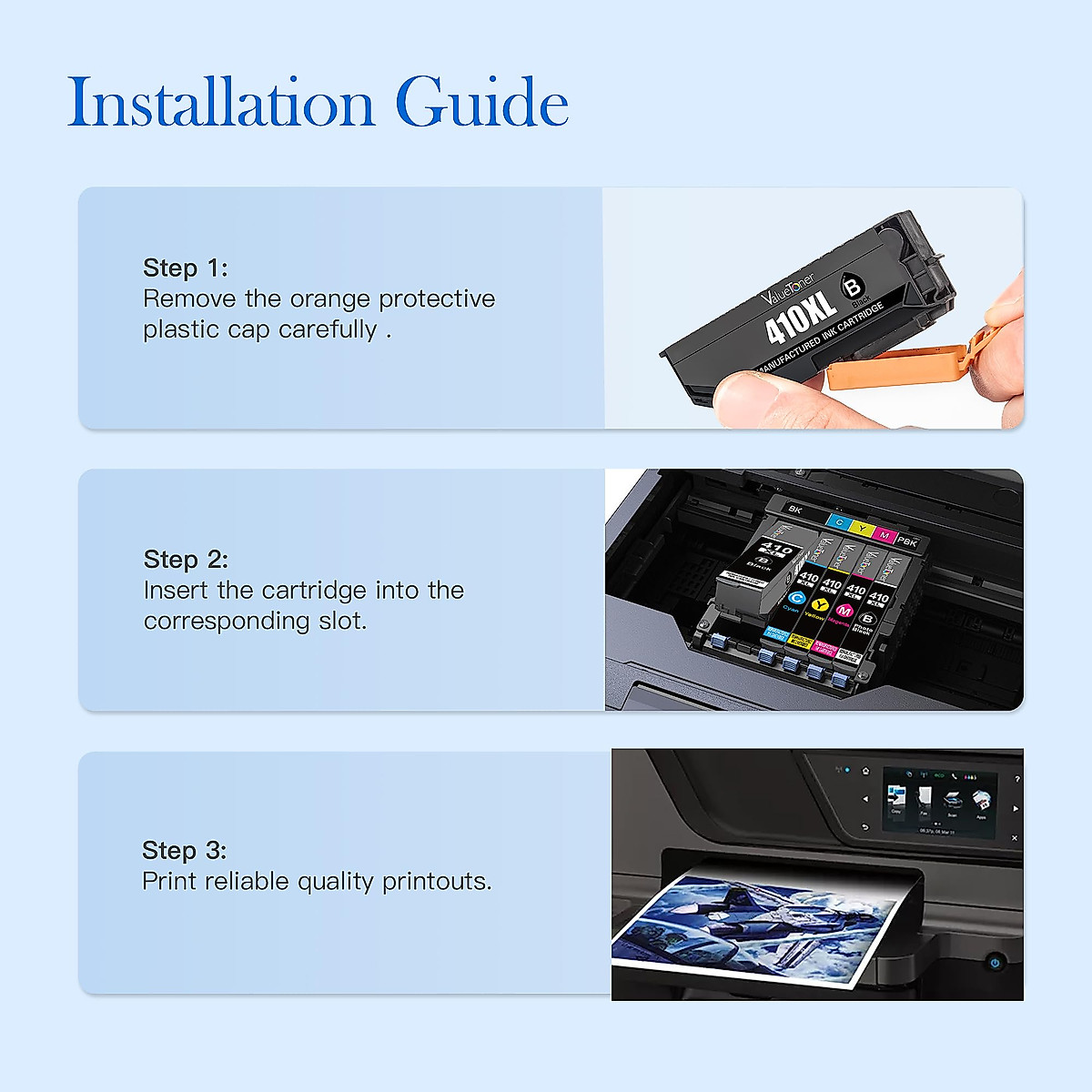 Valuetoner Remanufactured Ink Cartridge Replacement for Epson 410XL 410 XL T410XL High Yield to use with Expression XP-7100 XP-530 XP-630 XP640 XP-830 XP635 Printer (2-Black)