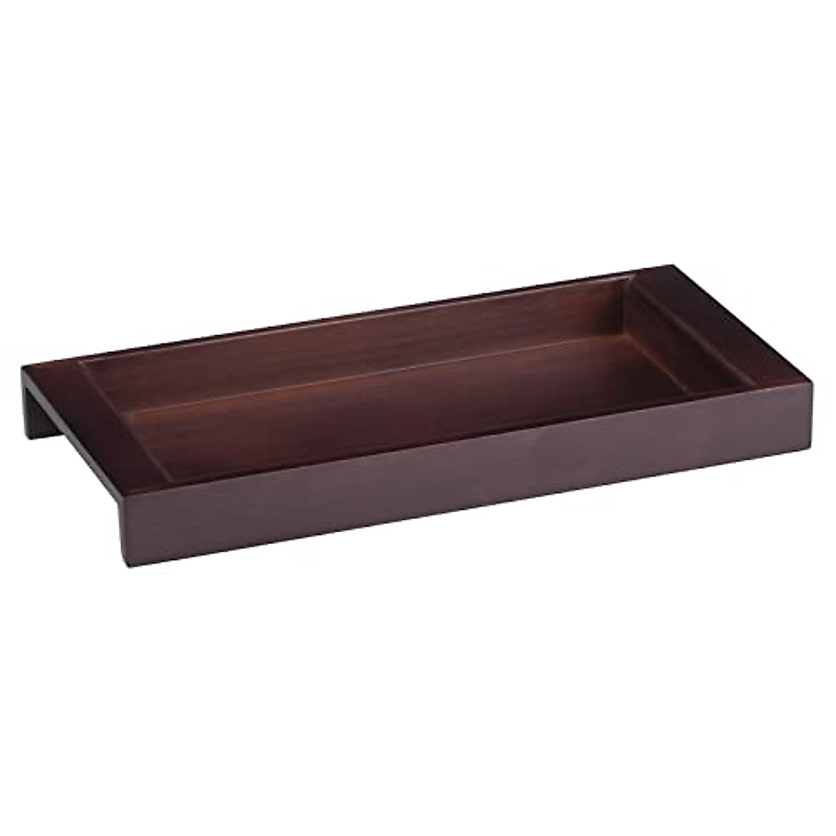 mDesign Wood Bamboo Tray Organizer for Closet Shelf and Bathroom - Watch, Cologne Bottle, and Jewelry Holder - Organizing Tray for Skincare, Towel, and Shaving Accessories, Echo Collection, Dark Brown