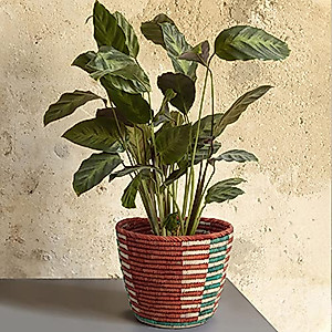 Artizenway Handmade Boho Woven Plant Basket - Basket Planter Cover For Indoor And Outdoor Plants, Made From Date Palm Leaves – Suitable For Decorative Pattern Baskets, Storage Organizer Basket