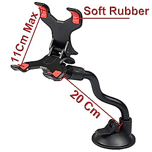TECOTEC Suction Cup Phone Holder for Car Windshield & Dash, Extra 3M Adhesive Mounting Disk 8" Flexible Gooseneck Arm with Double Clip Mount Multi Purpose Use for Cellphones/GPS/Antenna/Dash Cam etc