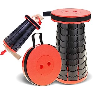 PowerTRC Upgraded Collapsible Stool for Adults, Foldable Portable Retractable Lightweight Sturdy Stools Seat for Camping Fishing BBQ Holds Up to 400 lbs, Adjustable Height from 2.5 in to 18 in