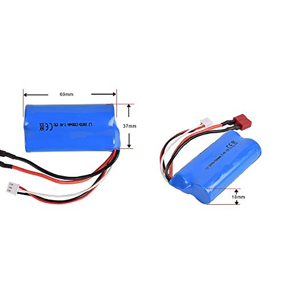 HHZ 2 pcs 7.4V 1500Mah T Plug li-on Battery for Wltoys 12428 12423 RC Toy Car