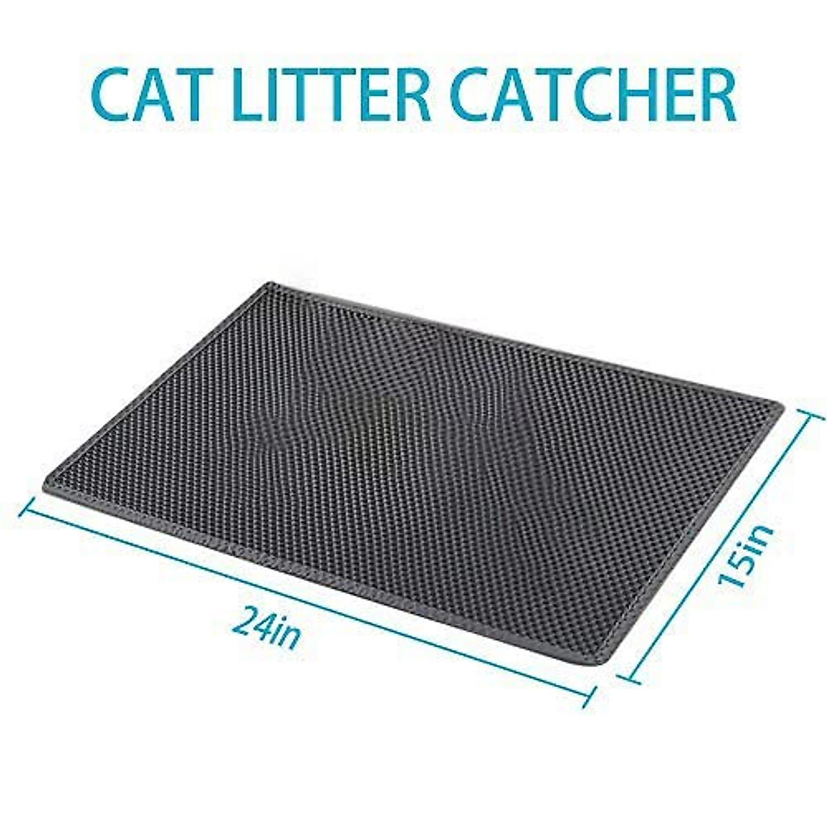 Small Cat Litter Box Mat: Easy Clean Kitty Litter Trapping Mat for Floor, Plastic Cat Box Pad (15 * 24in, grey, 1p)
