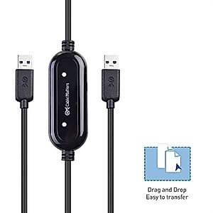 Cable Matters USB 3.0 Data Transfer Cable PC to PC for Windows and Mac Computer in 6.6 ft - PClinq5 and Bravura Easy Computer Sync, Key Included - Compatible with PCMover for Windows System Migration