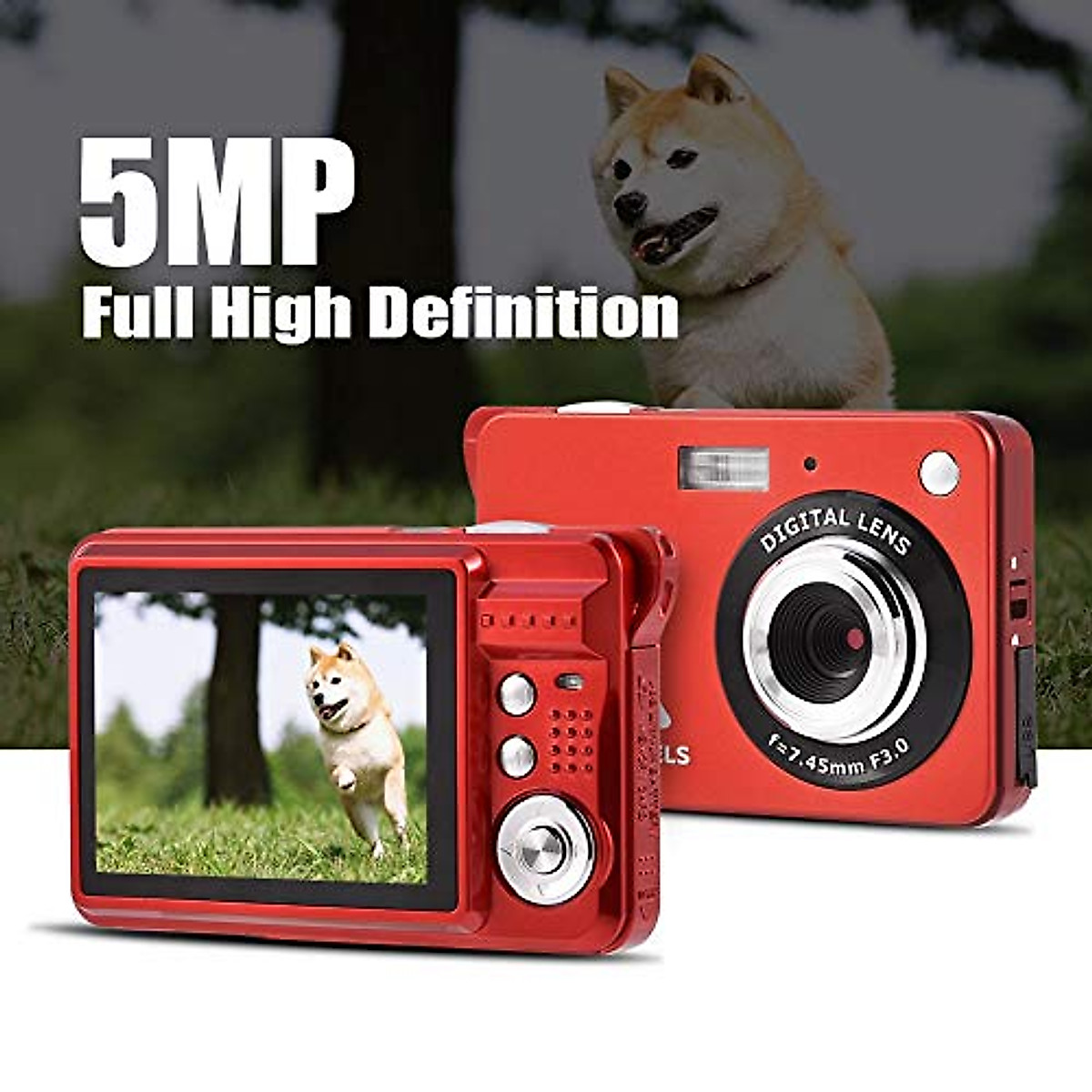 Digital Camera, 720P HD 2.7 Inch TFT LCD Screen 5MP Mini Compact Digital Camera Support SD Card Camera Video Recorder for Children, Beginners, Elderly.(Red)