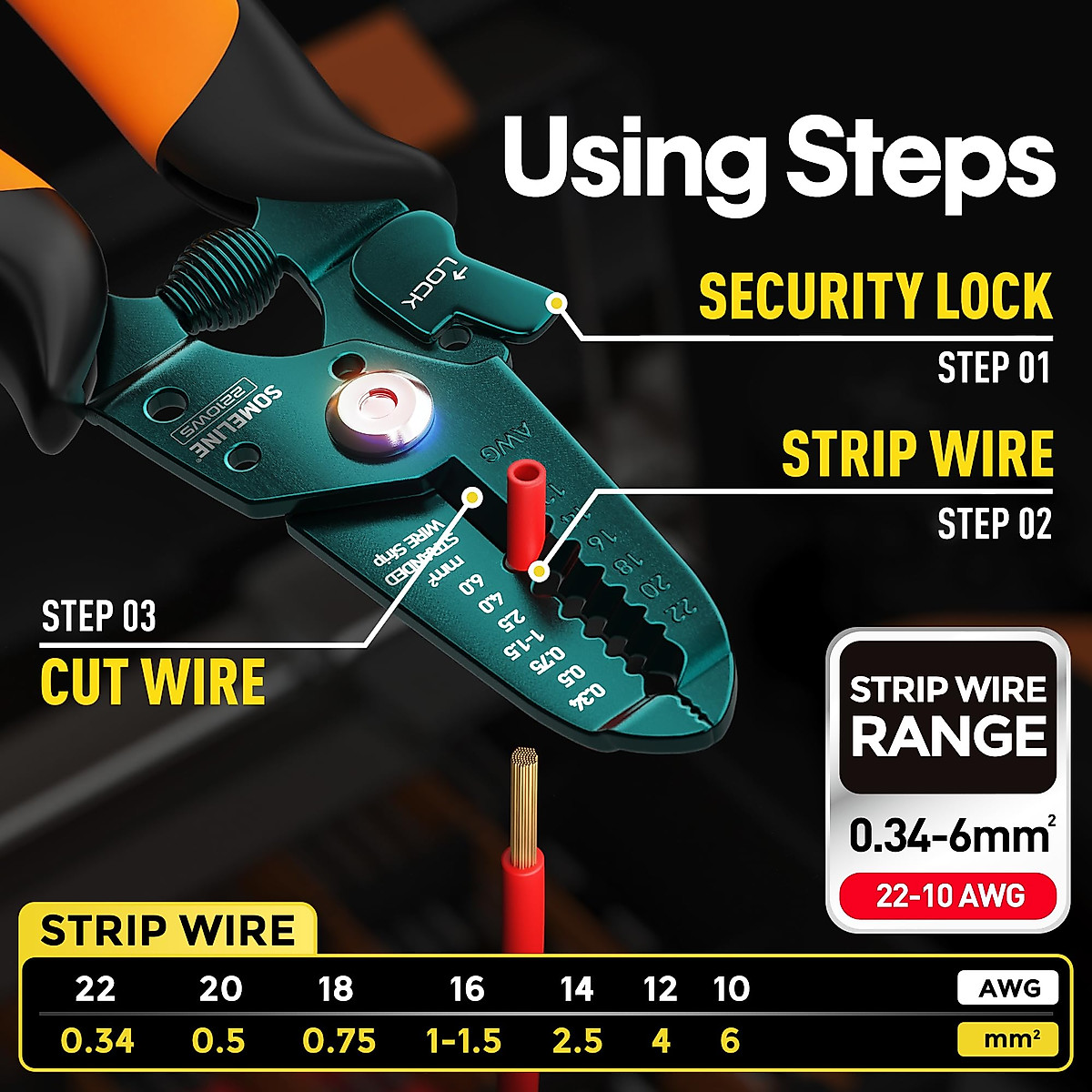 SOMELINE® Wire Terminals Crimping Tool, with 39 Sizes Insulated Ratcheting Terminals Crimper Kit of AWG 22-10 Insulated Electrical Butt Bullet Spade Fork Ring Spade Splice Crimp Terminals