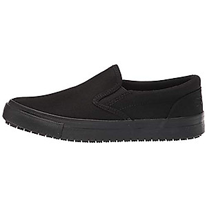 Skechers Women's Canvas Slip on Food Service Shoe, Black, 7.5
