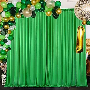 10ft x 7ft Green Backdrop Curtain for Parties Green Wrinkle Free Backdrop Drapes Panels for Baby Shower Birthday Party Photo Photography Photoshoot Polyester Fabric Background Decoration