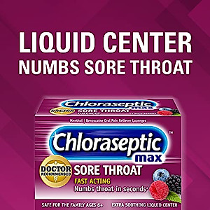 Chloraseptic Max Strength Sore Throat Lozenges, Wild Berries, 15 Count, 1 Pack
