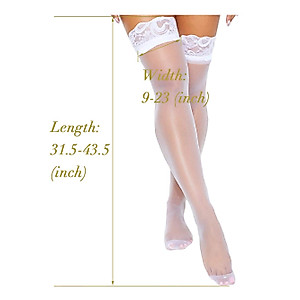 Kaei&Shi Thigh High Stockings,Sheer Lace Top Stockings For Women Lingerie Valentine White One Size
