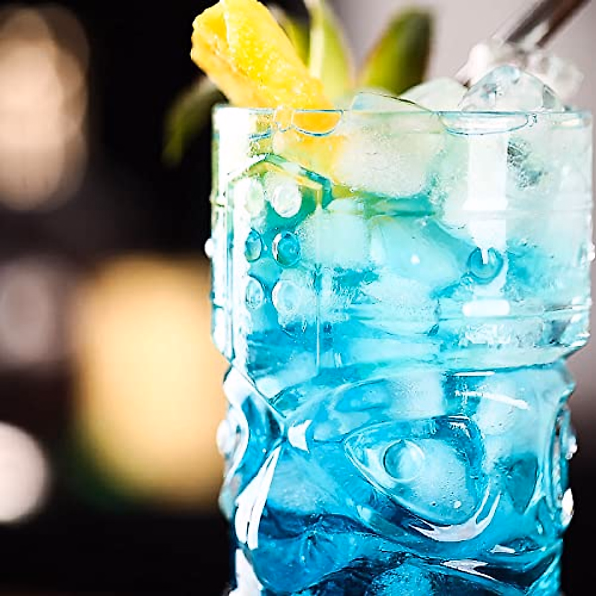 Cedilis 6 Pack 14oz Tiki Glasses Modern Bar Tiki Cup Tiki Mug, Perfect for Mai Tai, Exotic Zombie Cocktails, Tropical Island Drinks Tiki Bar Professional Hawaiian Party Barware