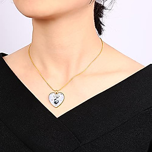 Drawelry Personalized Photo Memorial Necklace Customized Picture Pendant With Angel Wings Sterling Silver Snake Chain for Women Men Heart Memory Necklace Jewelry Gift for Anniversary Loving Memory