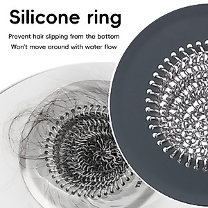 Shower Drain Hair Catcher, Easy Clean Bathtub Drain Hair Catcher, Anti-Slip Hair Catcher Shower Drain, Upgraded 304 Stainless Steel Tub Hair Catcher, Shower Drain Cover for Sink, Bathtub, Drain