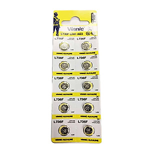 Vinnic Ag3 L736 192 Alkaline Battery (10 Pack) Used In Watches, Calculators, Toys, Lasers, Clocks