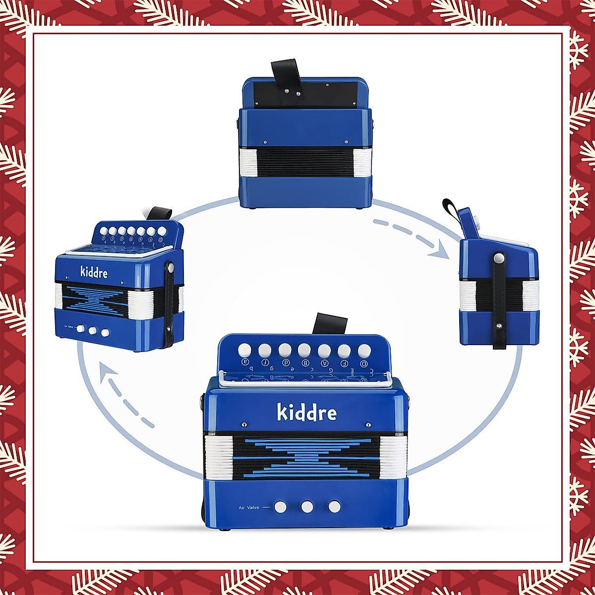 Kiddire Kids Accordion, 10 Keys Button Toy Accordion Musical Instruments for Children Kids Pre-Kindergarten Toddlers Beginners(Blue)