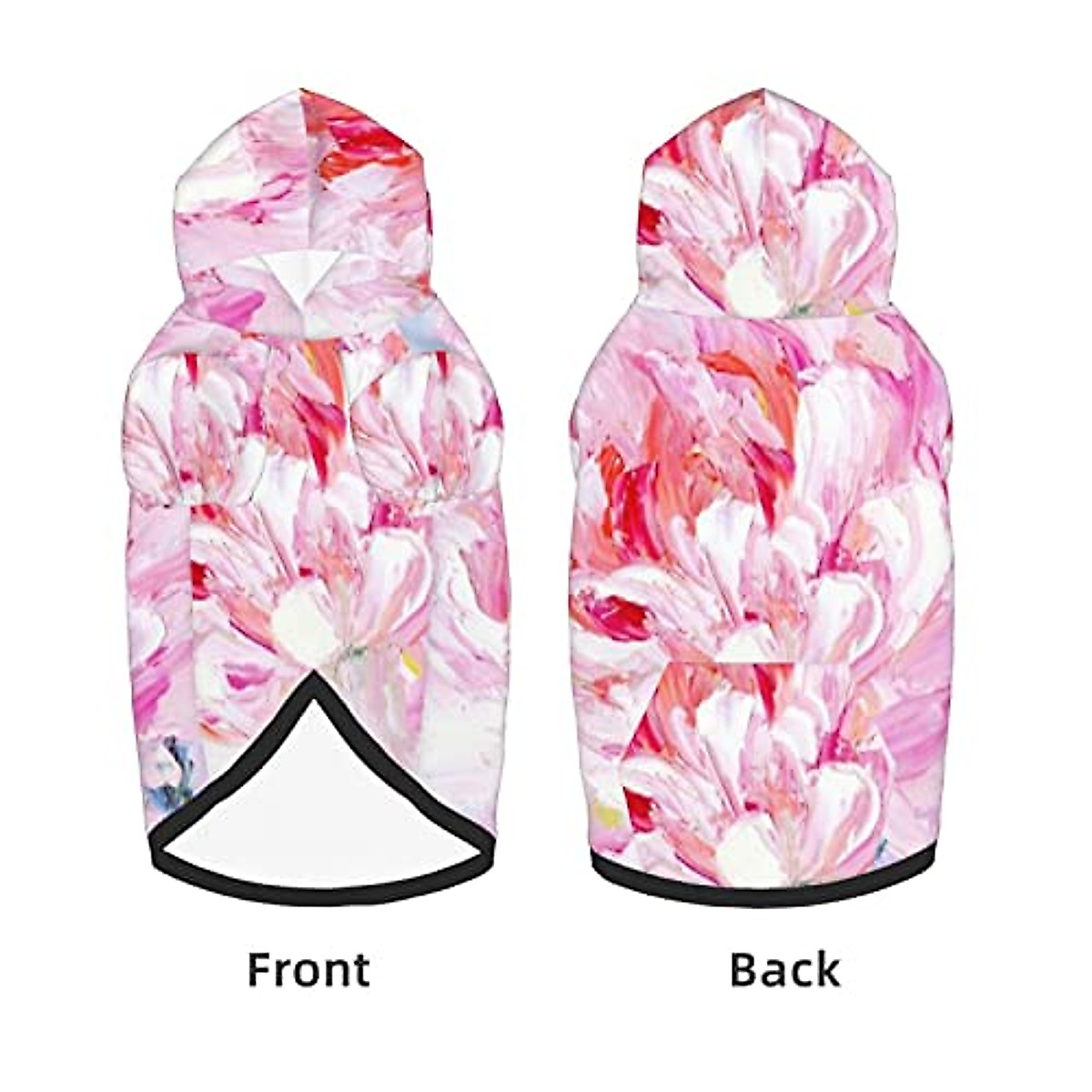 Large Dog Hoodie Pink-White-Peony-Flower Pet Clothes Sweater with Hat Soft Cat Outfit Coat Xx-Large