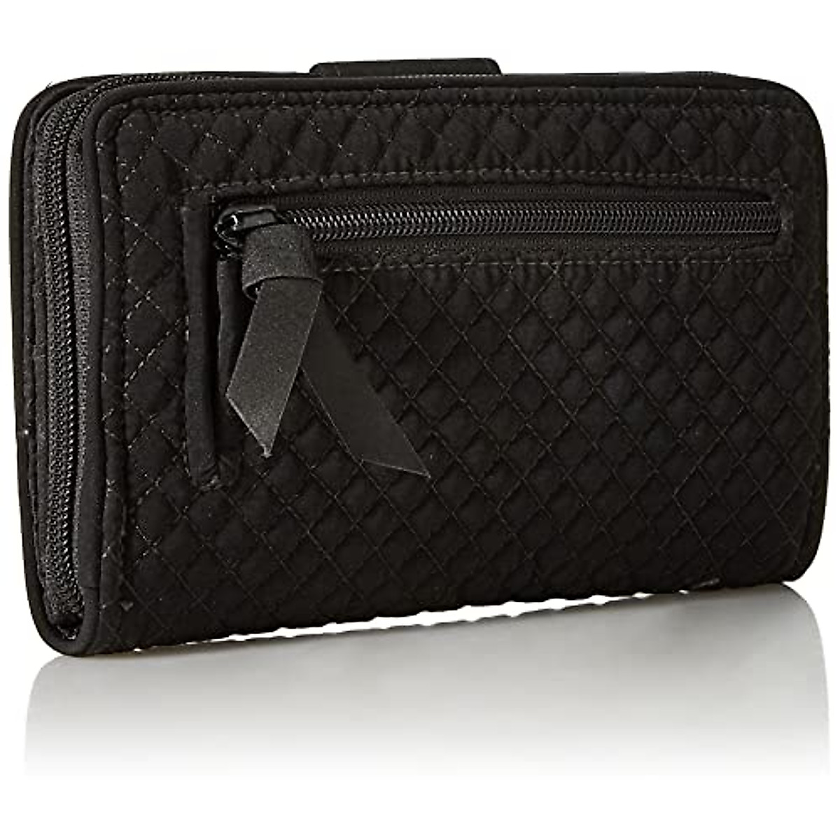 Vera Bradley Women's Microfiber Turnlock Wallet With RFID Protection, True Black, One Size