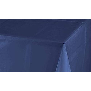 CREATIVE CONVERTING Plain 54" x 108", Plastic, Covers an 8' Banquet Table-Navy