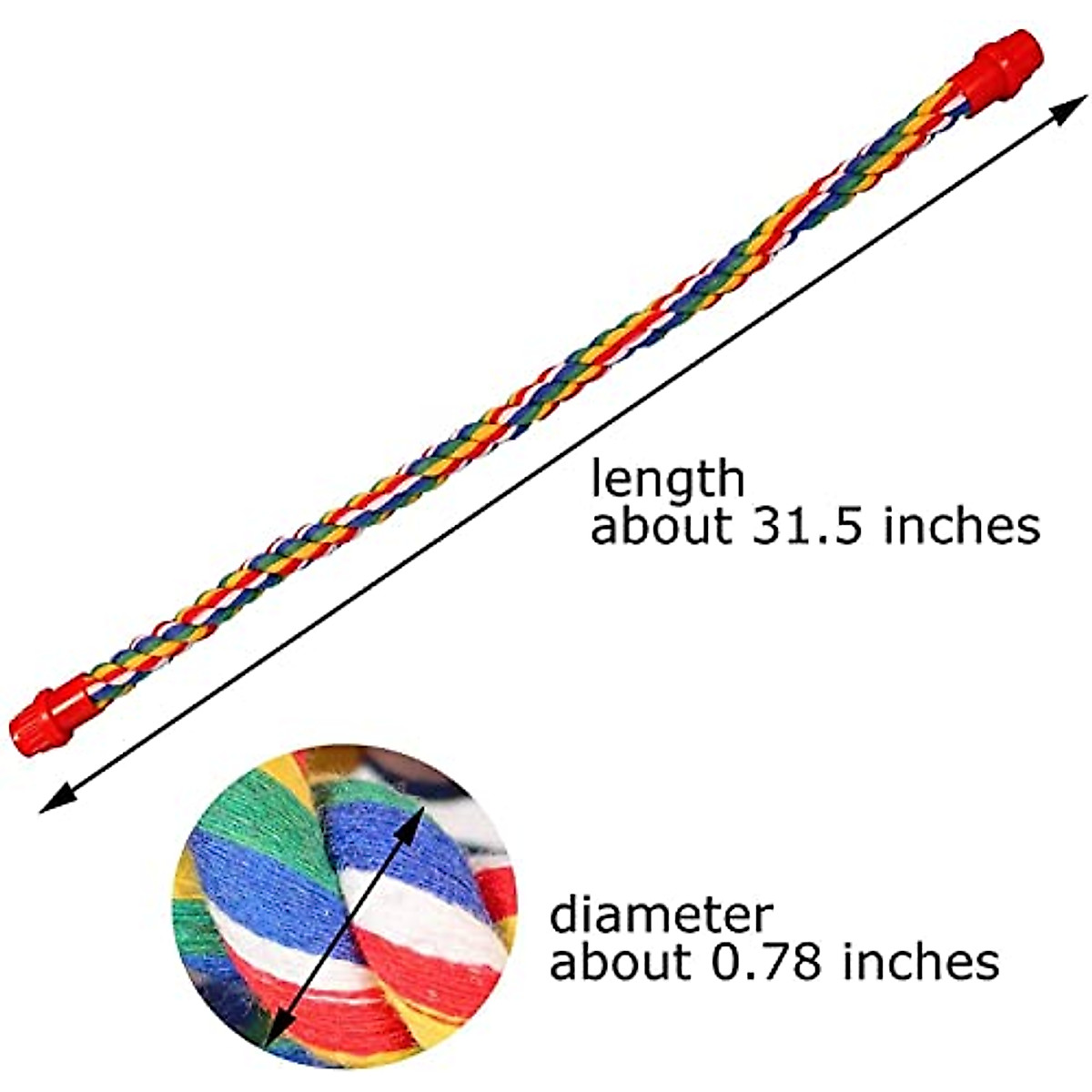 QR Bird Rope Perch Bird Toys Bird Cage Accessories Both Ends Can Be Fixed Colored Ropes Bend Bungee Natural for Parakeets Cockatiels, Conures, Macaws, Lovebirds, Finches