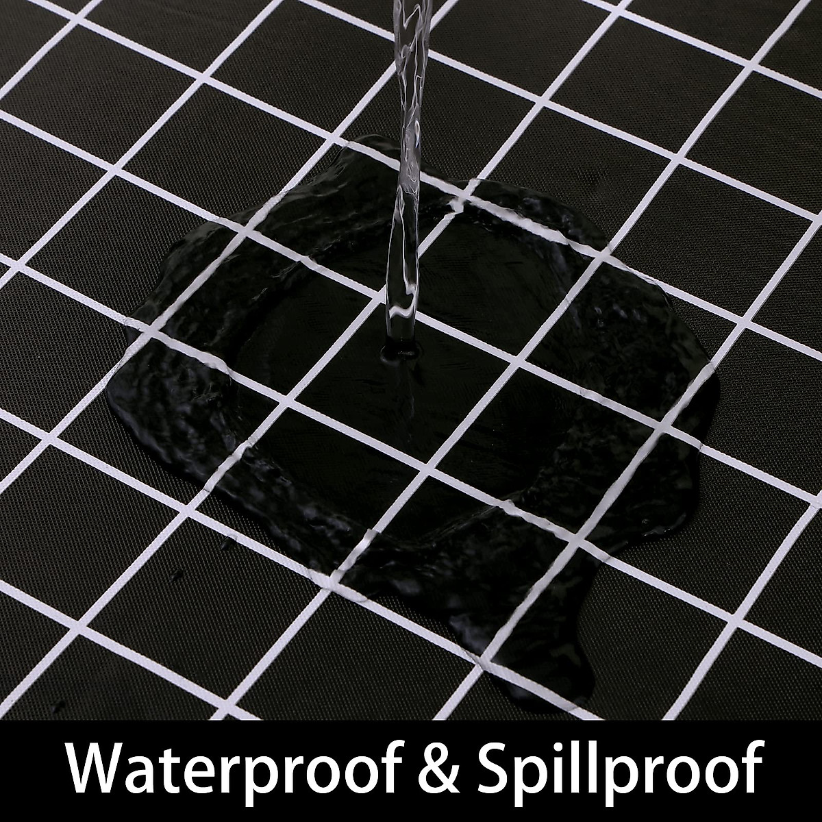 Spotjoy Rectangle Vinyl Table Cloth, Elastic Fitted Flannel Backed Plastic Table Covers for 6 Foot Folding Tables, Waterproof for Picnic, Camping, Indoor and Outdoor (Black, 30 x 72 inch)