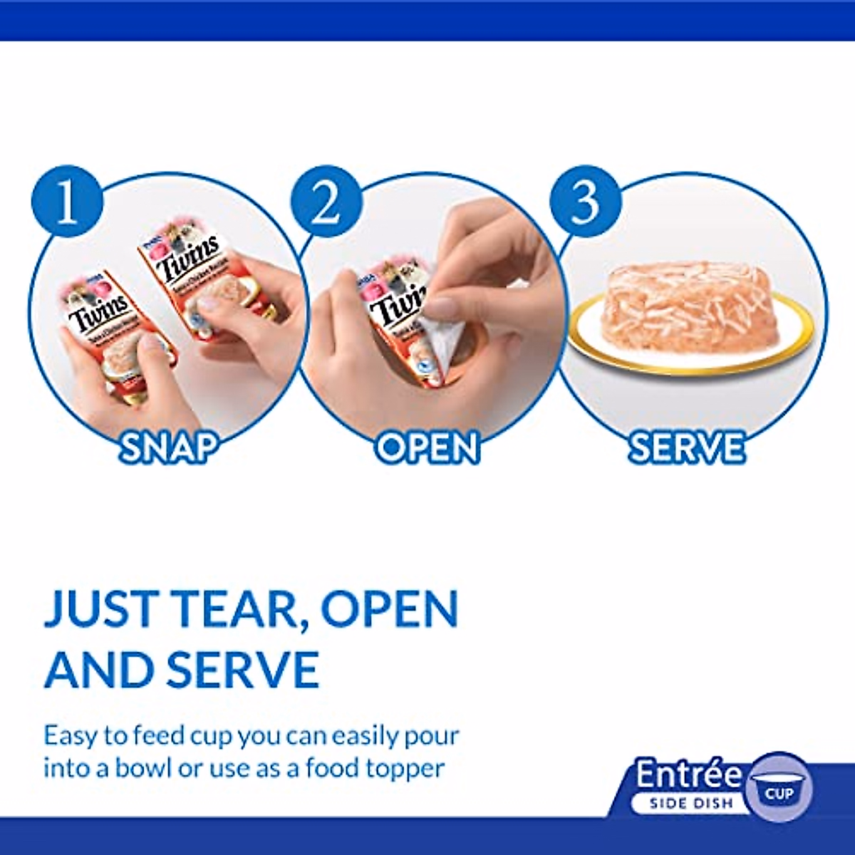 INABA Twins for Cats, Grain-Free Shredded Chicken & Broth Gelée Side Dish/Complement/Topper Cups, 1.23 Ounces per Serving, 14.76 Ounces Total (12 Servings), Chicken Recipe