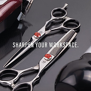 Katana Classic Professional 6.5" Shear Set by Tokko Shears, Premium 440C Japanese Steel Regular and Thinning Scissors for Barbers and Salon Professionals