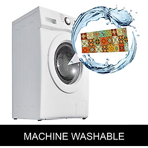 XIQIHEYUE Crystal Velvet Kitchen Rug Set, Anti-Fatigue Microfiber Comfort Runner, Non-Slip Waterproof Machine Washable Standing Mat, for Kitchen, Home, Laundry (2 Pieces)(15"×23"+15"×47", Bohemian B)