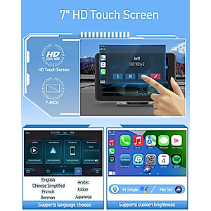Wireless Car Stereo Compatable with Apple CarPlay and Android Auto,7" HD Portable Bluetooth CarPlay Touch Screen for Car,with Backup Camera Car play for all cars