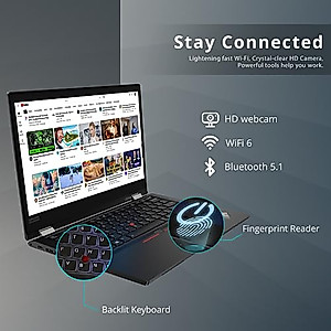 Lenovo ThinkPad L13 Yoga 2-in-1 13.3" FHD Touchscreen Laptop, Intel Core i7-1165G7, 16GB RAM, 512GB SSD, Iris Xe Graphics, Fingerprint Reader, Backlit Keyboard, Win 11 Pro, Black, 32GB USB Card