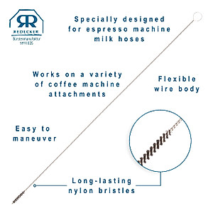 REDECKER Milk Foamer Hose Brush - Ideal for Espresso & Coffee Machine Attachments, Baby Bottle Cleaning, Detailing & More - Durable Nylon Bristles, Flexible Wire Handle, 12-1/2 Inches