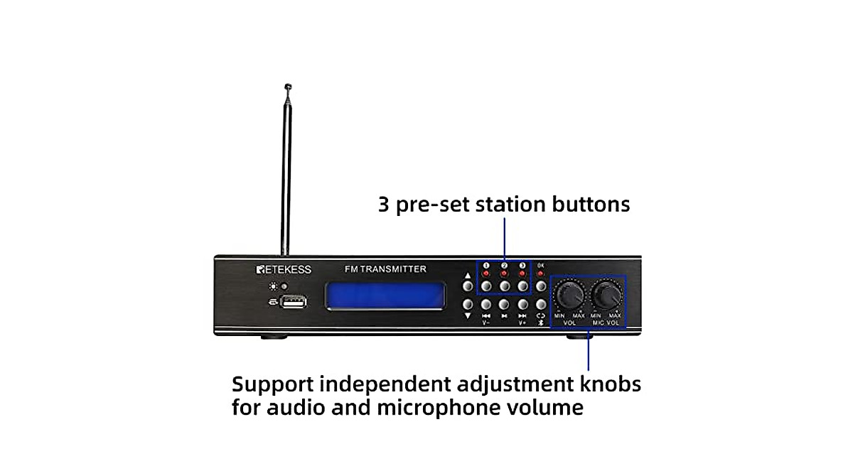 Retekess TR510 FM Transmitter, Long Range FM Broadcast Transmitter with ...