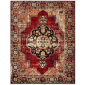 SAFAVIEH Vintage Hamadan Collection Area Rug - 8' x 10', Red & Multi, Oriental Traditional Persian Design, Non-Shedding & Easy Care, Ideal for High Traffic Areas in Living Room, Bedroom (VTH219A)