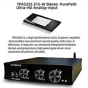 O-NOORUS PA325 HiFi Class D Power Amplifier TPA3255 Stereo Audio Integrated Bluetooth Amp 2.1 for Passive Speaker Home Audio with 36V Power Supply Subwoofer Treble and Bass Max 300Wx2