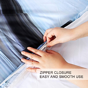 BlessLiving 3 Piece Liquid Marble Bedding Set Black White Bedding Cool Yellow Marble Duvet Cover for Adults Teens Kids (Queen)