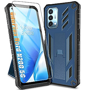 JXVM for OnePlus Nord N200 5G Case,with Screen Protector,Built-in Kickstand wiht Full Body Shockproof Rugged Cover for OnePlus Nord N200 5G 6.49 Inch (Blue)