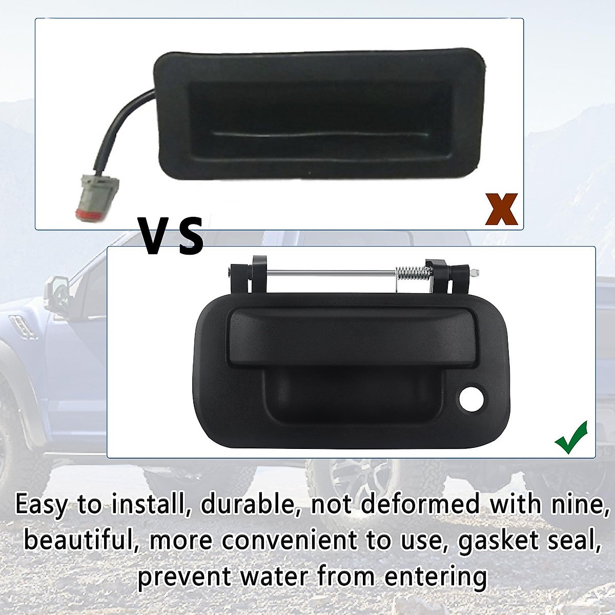 carleef Car Tailgate Handle,One Piece Molding Tailgate Latch Assembly Replaces OEM#79606 8L3Z-9943400-AA,Standard Car Accessories Tailgate Lock Compatible with Lincoln Ford F150 F250 F350