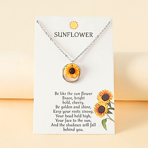 Kilener Sunflower Necklaces for Women Inspirational Sunflower Gifts for Women Christmas Birthday Gift for Daughter Best Friends Motivation Sunflower Necklace