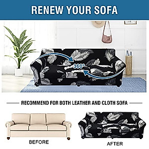HAOYONG Couch Chair Cover 2 Pieces Printed Armchair Slipcovers Stretch Spandex Slipcover Couch Cover 1 Seater Chair Slip Cover Soft Furniture Slipcover with Elastic Bottom for Living Room