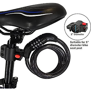 Lumintrail Bike Lock, Combination Lock - 4ft Heavy Duty Anti Theft Bike Cable Lock with Mounting Bracket (Black, 1 Pack)