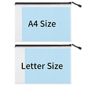 EOOUT 24pcs Mesh Zipper Pouch, Board Game Organizer, Storage Bags, Plastic Puzzle Bag for Organizing, Letter Size, A4 Size, for School Students Office Supplies