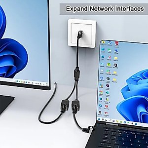 ukiism Ethernet Splitter 1 to 2, RJ45 Splitter LAN Starlink Ethernet Adapter Internet Cable Network Cable 1 Male to 2 Female Suitable Cat5, Cat5e, Cat6, Cat7 LAN Ethernet Socket Connector