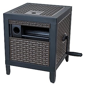 AMES NeverLeak Hose Reel Cabinet Box, 100 Ft. Capacity, Decorative with Wicker Look, Auto Track Rewinding, Black Metal