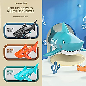 Lylyzoo Remote Control Sharks, 1:32 Scale Mini RC Shark, USB Rechargeable Bathtub Pool Toys for Boys Girls Birthday Gifts (BLUE-27MHZ)