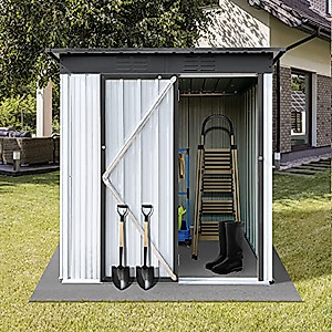 KELRIA 5Ft x 3Ft Outdoor Metal Garden Shed, Steel Garden Storage Shed with Single Lockable Door & Vents, Waterproof Anti-Corrosion Tool Storage Clearance for Backyard Patio Lawn, White