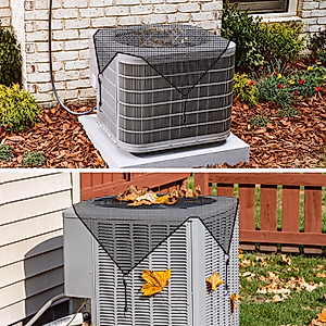 COARBOR 32"x32" Outdoor AC Unit Cover Mesh Outside Air Conditioner Compressor Condenser Defender Cover Dog Playpen Cover with 4 Bungee Cords