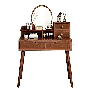 Vanity Set With Lights Makeup Vanity Dressing Table Vanity Desk With Mirror And Lights Makeup Vanity With Drawers With 3 Color Touch Screen Dimming Mirror Dresser Desk 31.5×16×51inch ( Color : Brown ,
