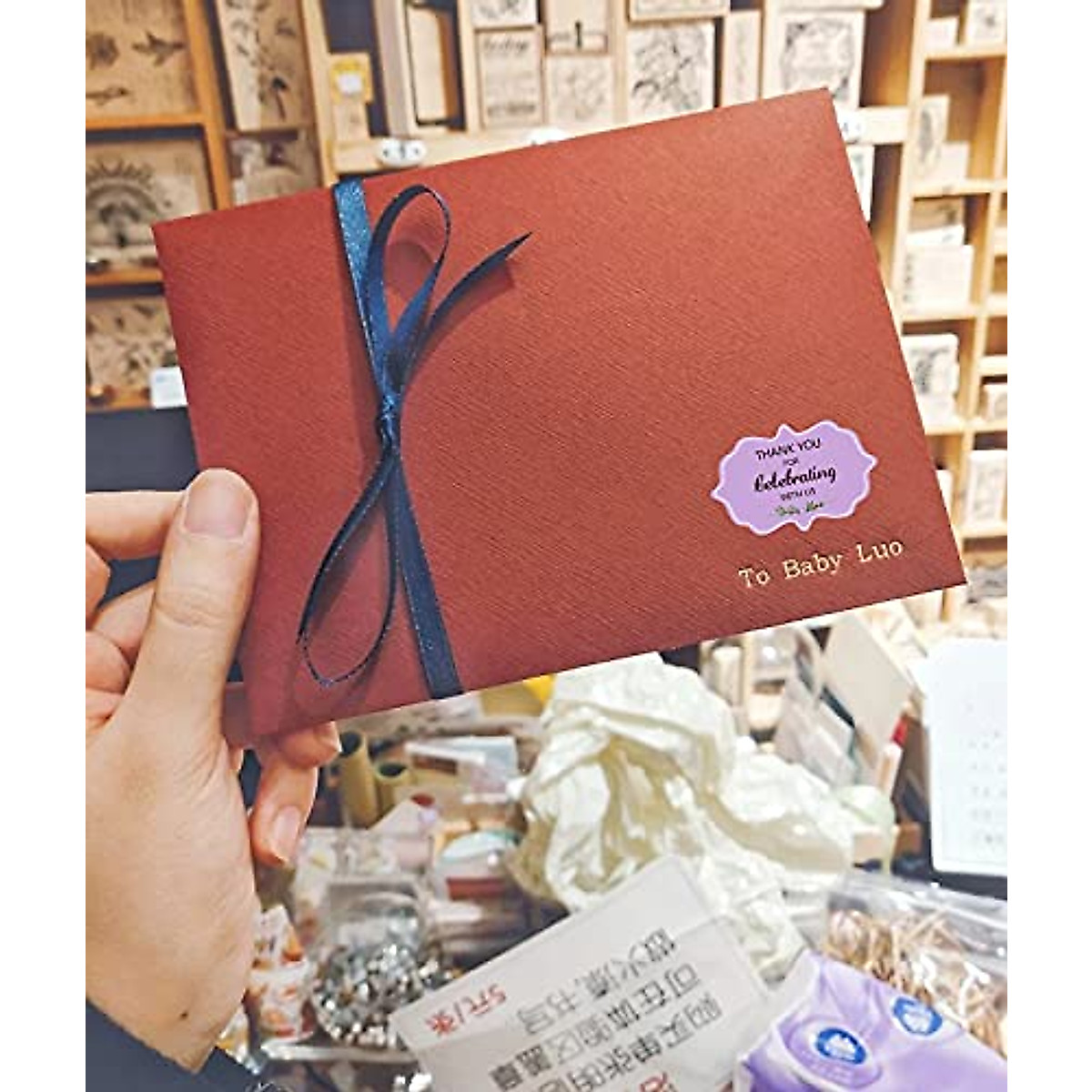 Thank You for Celebrating with Us Label Stickers,2 Inch Adhesive Wedding Favors Stickers,Decorative Stickers for Party Supplies(Purple,160PCS Per Pack)